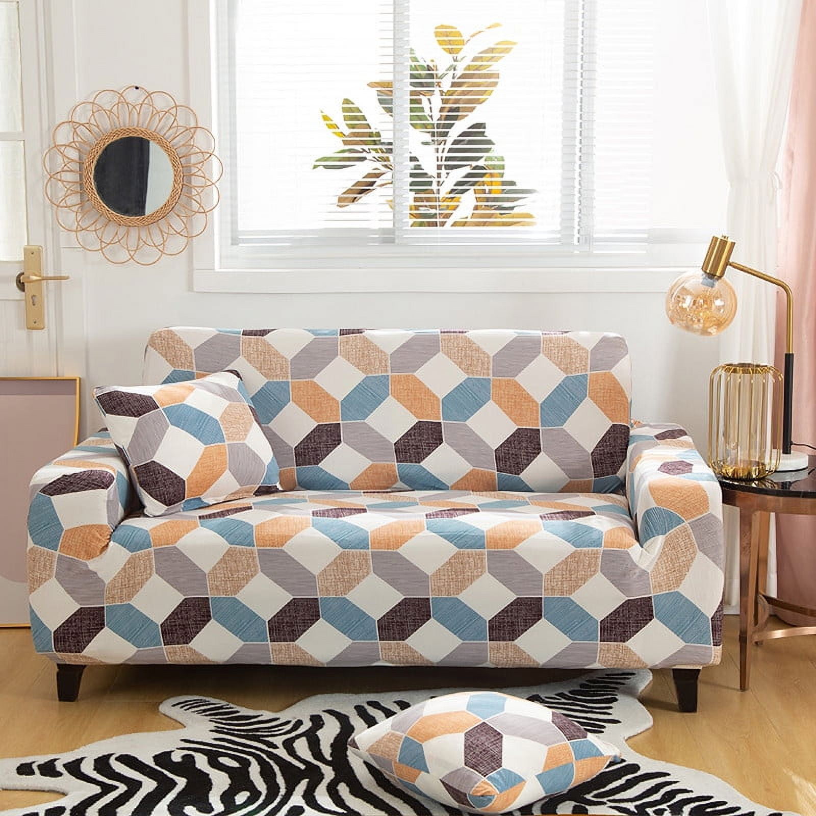 Geometric Stretch Slipcovers Couch Cover Elastic Sofa Covers for Living Room All-inclusive ...