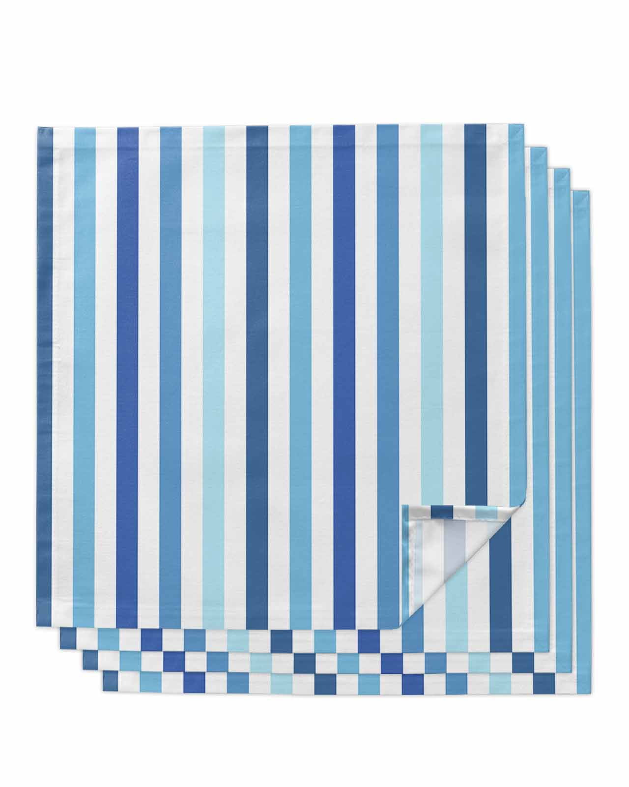Geometric Stripe Cloth Napkins Set of 4 Reusable Dinner Napkins, Ombre ...