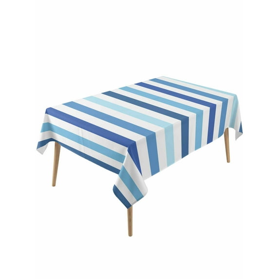 Geometric Stripe Table Cloth, Ombre Farmhouse Blue Vertical Striped ...