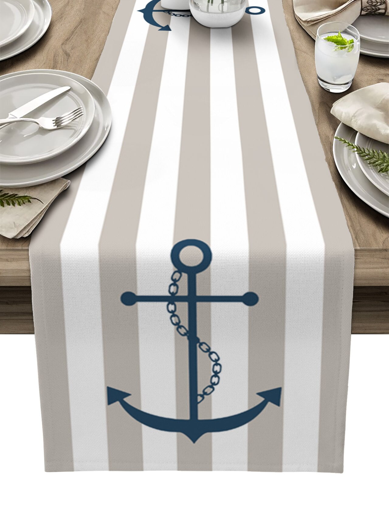 Geometric Stripes Anchor Table Runner Home Wedding Table Flag Mat Table ...