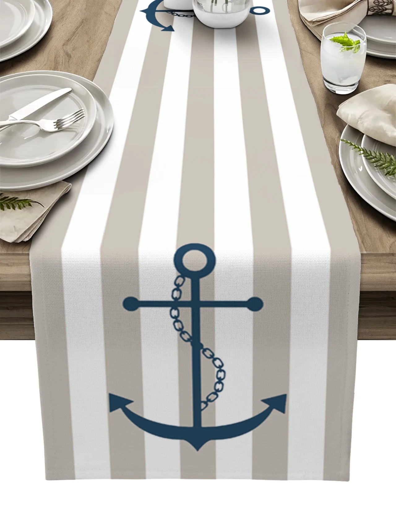 Geometric Stripes Anchor Table Runner Home Wedding Table Flag Mat Table ...