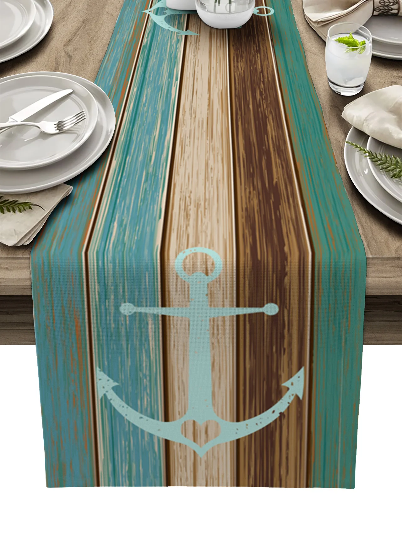 Geometric Stripes Anchor Table Runner Home Wedding Table Flag Mat Table ...