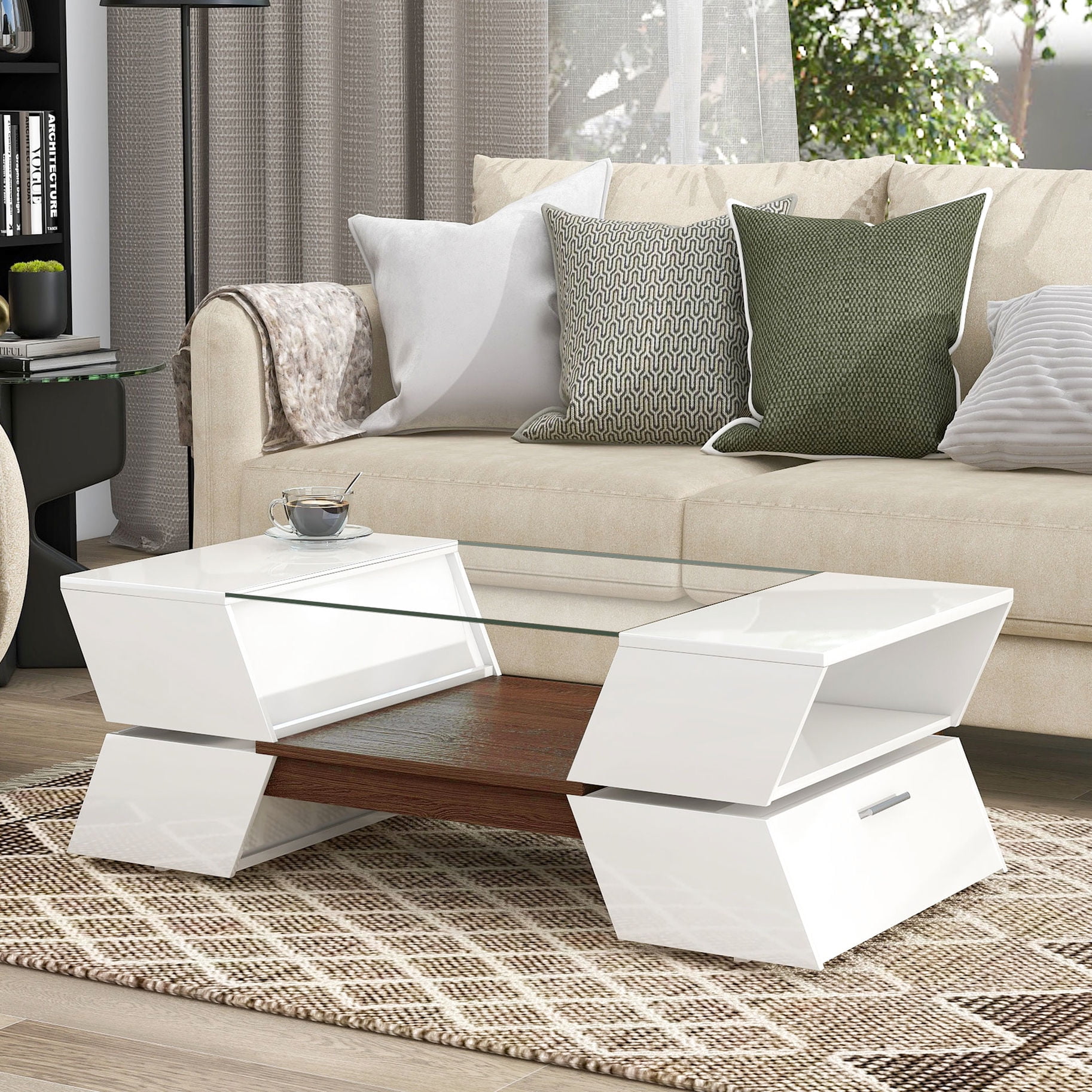 Geometric Style & Eye - Catching Display - Modern Coffee Table for ...