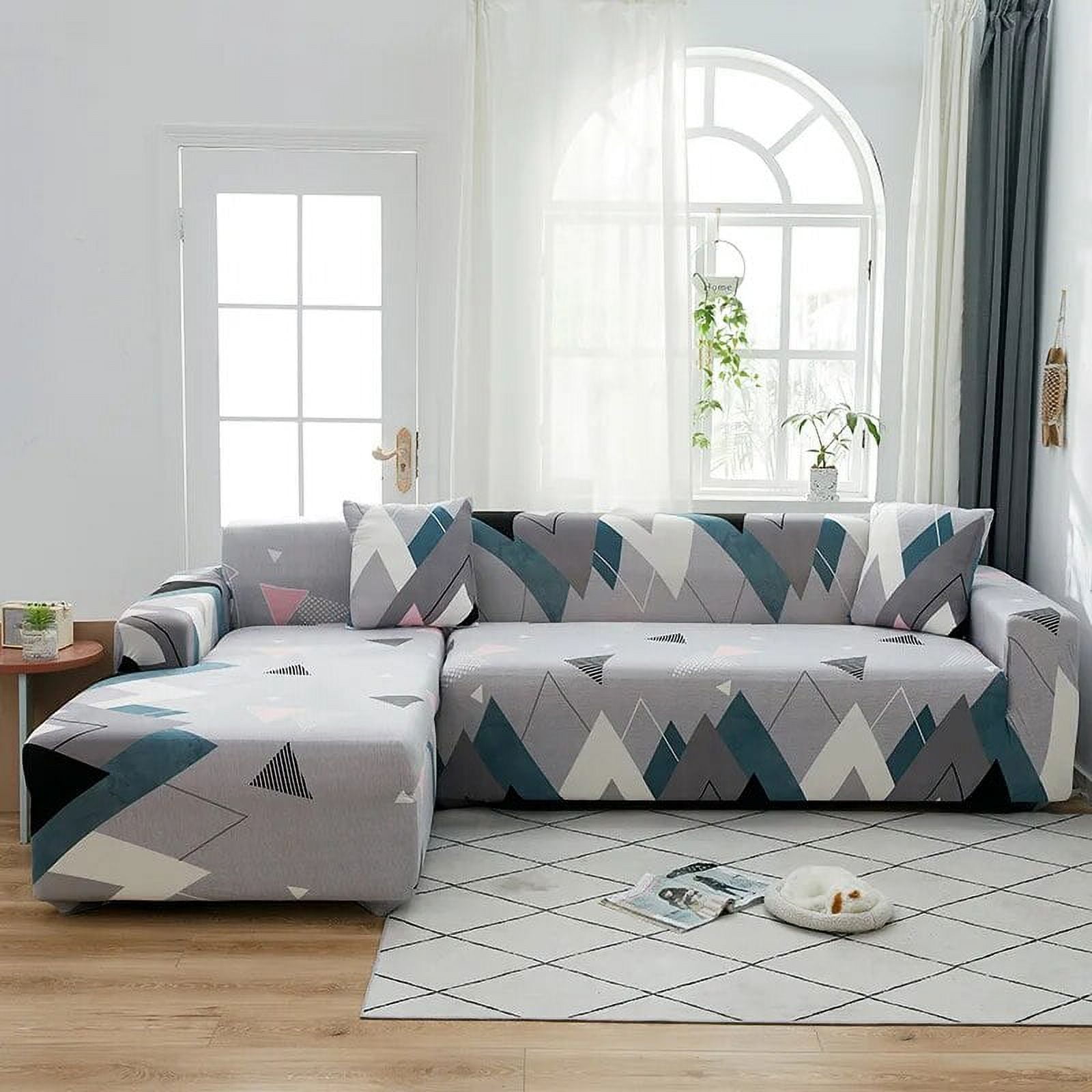 Geometric Style On The Sofa Cover Extendable Cover For Sofa Home Sofas ...