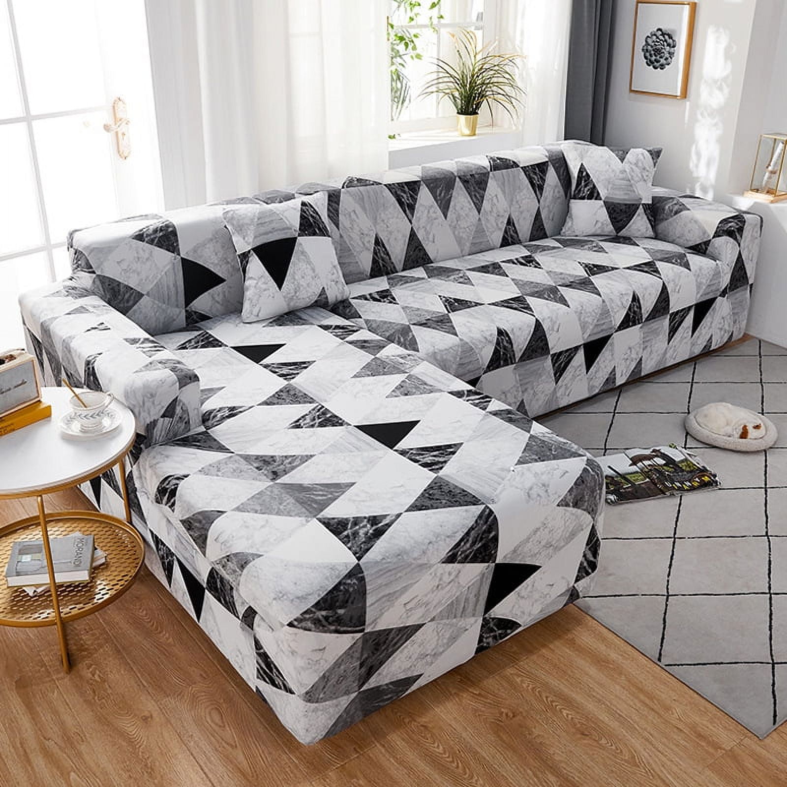 Geometric Style On The Sofa Cover Extendable Cover For Sofa Home Sofas ...