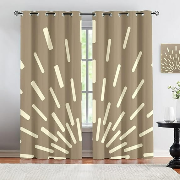 Geometric Sun Stripes Window Curtain, Vintage Bohemian Art 2 Panels ...