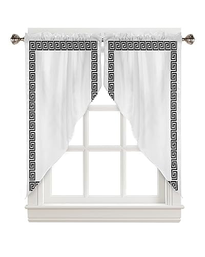 Geometric Swag Valance Curtains Greek Themed Traditional Meander Border ...