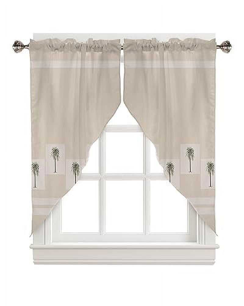 Geometric Swag Valance Curtains Tropical Palm Tree Rod Pocket Kitchen ...
