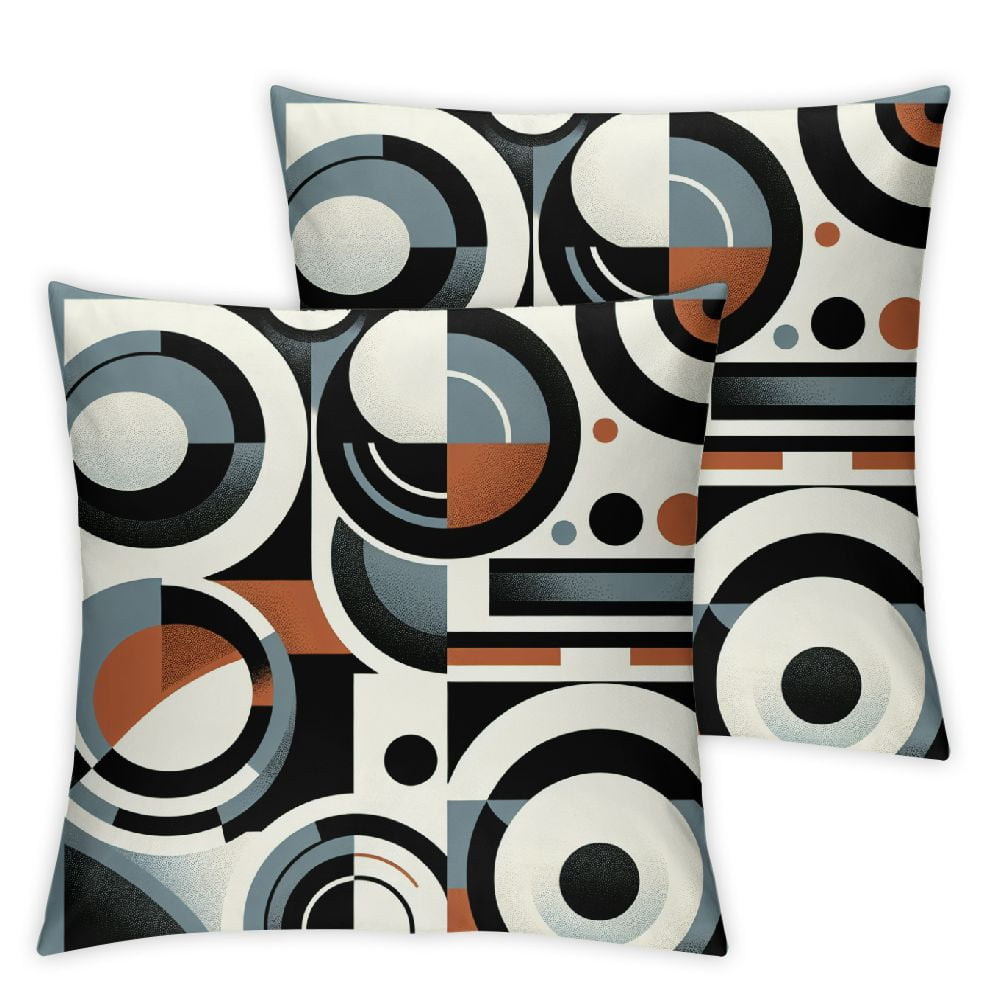 Geometric Swirls Pillow Covers Brown Gray Black Cushion Covers Circles ...