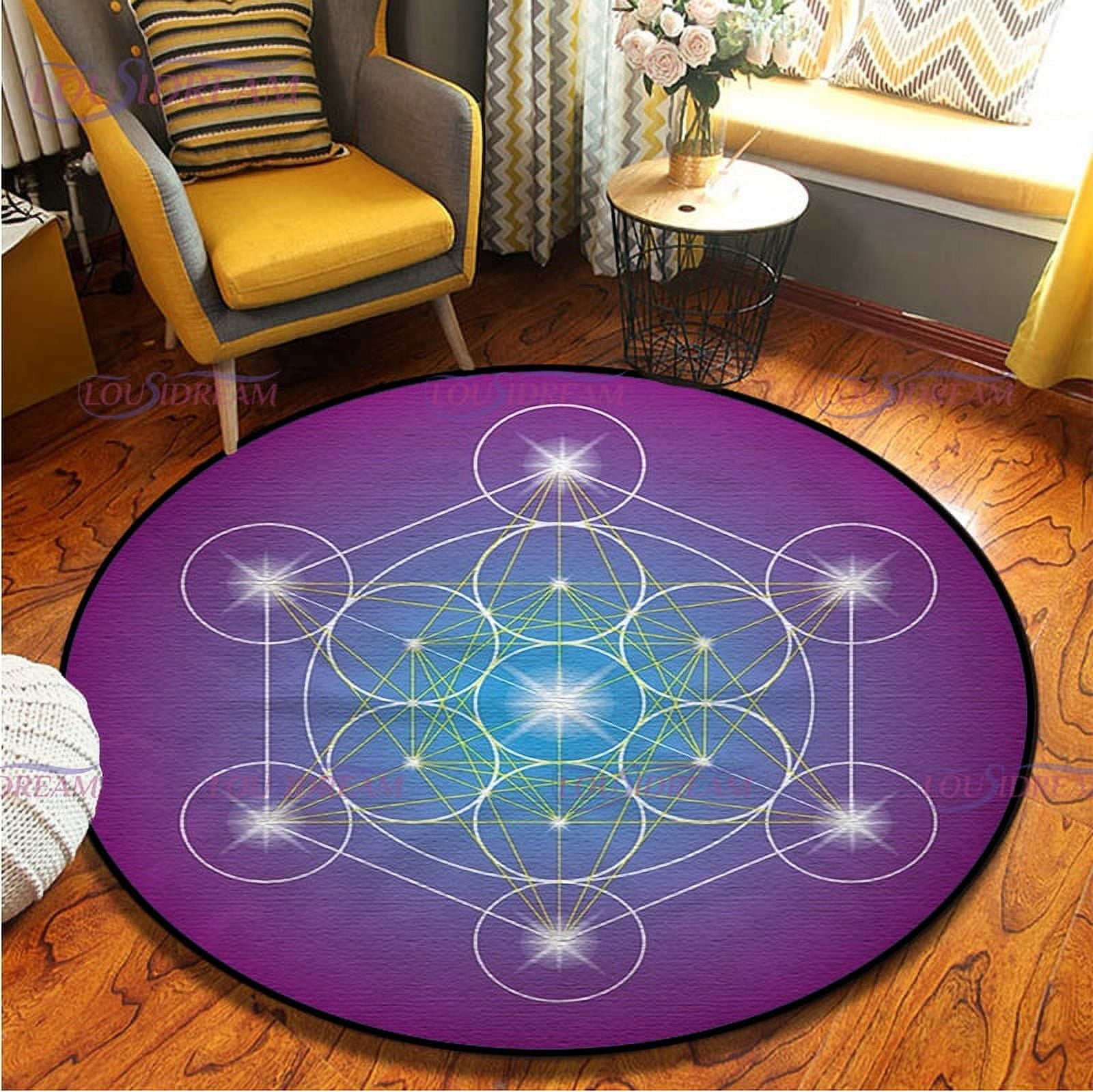 Geometric Symbols Flower of Life Round Rug Sacred Geometry r Rug ...