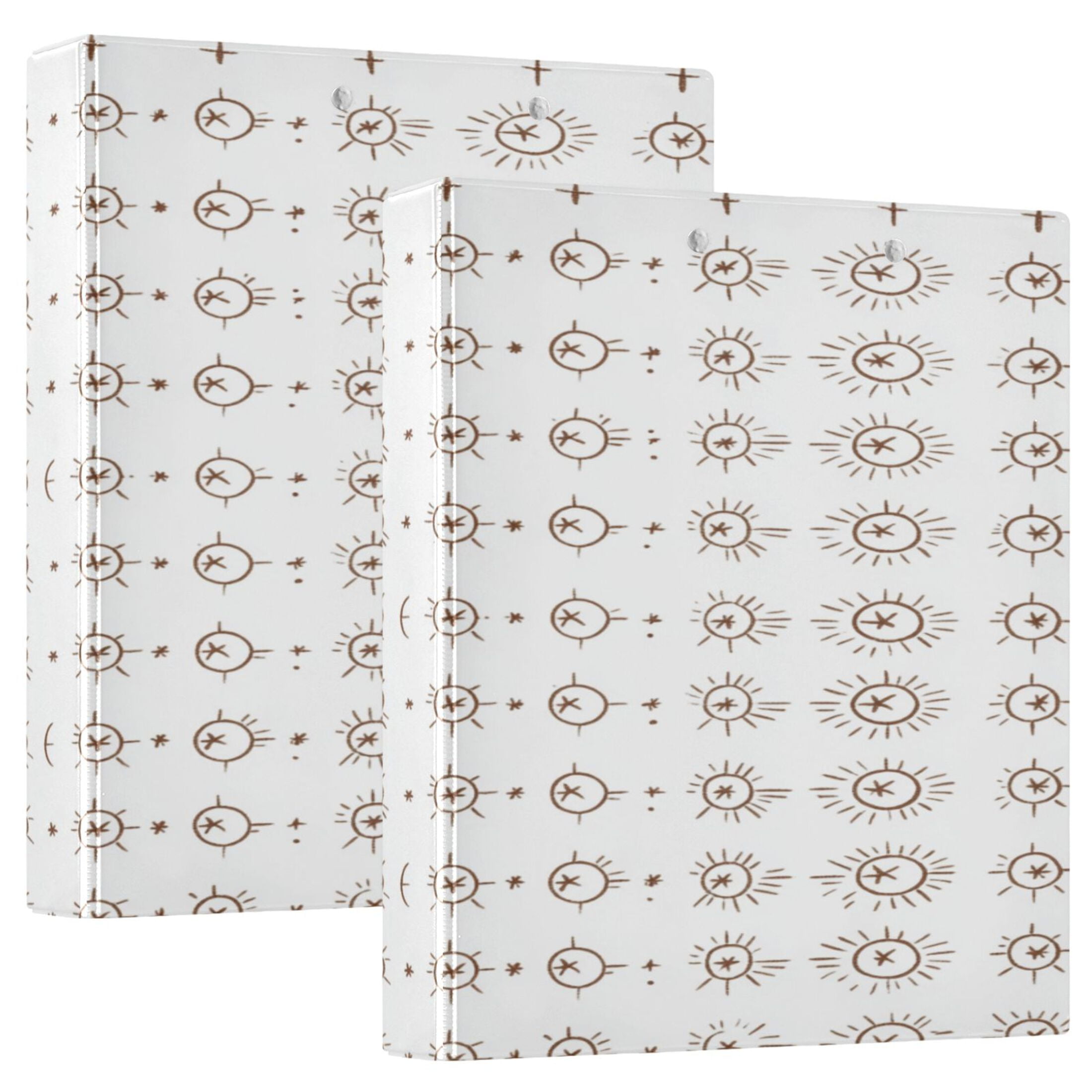 Geometric Symbols Pattern 12.4x10.6in PVC Round Ring Binder, D-Ring 3 ...