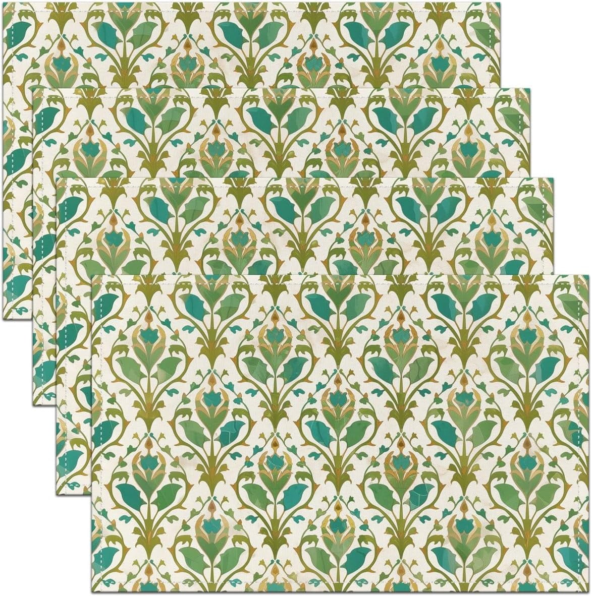Geometric Table Mats Placemat 12"x18" Geometry Placemats Set of 4 Green ...