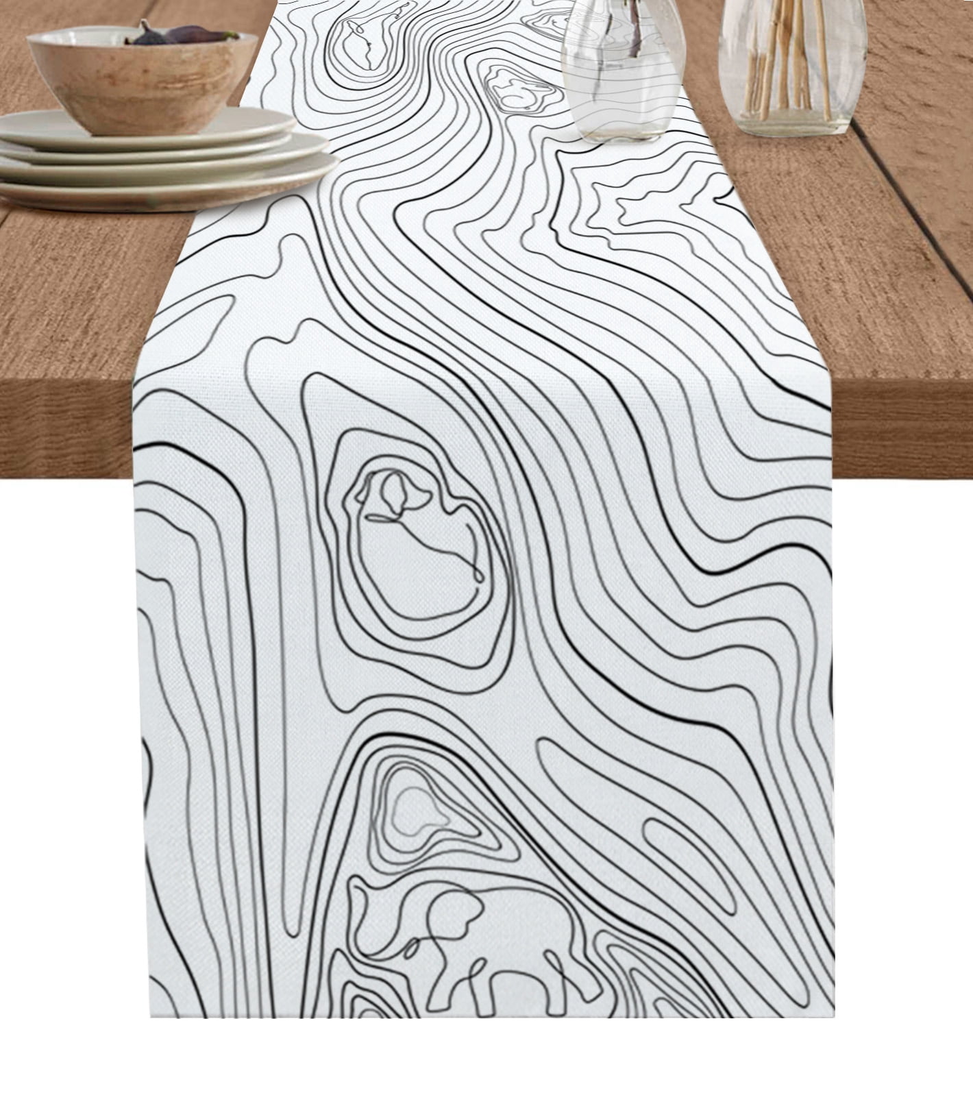 Geometric, Table Runner 72 Inches, Modern Abstract Stripes Mountain ...
