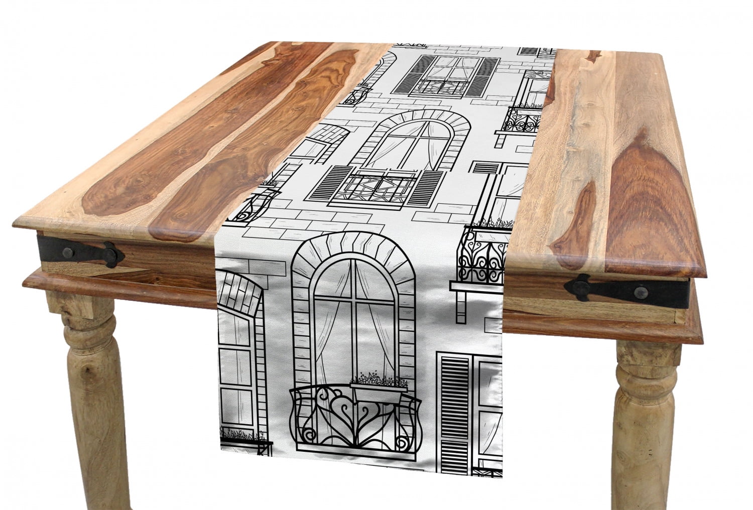 Geometric Table Runner, Apartment Building Urban Architecture European ...