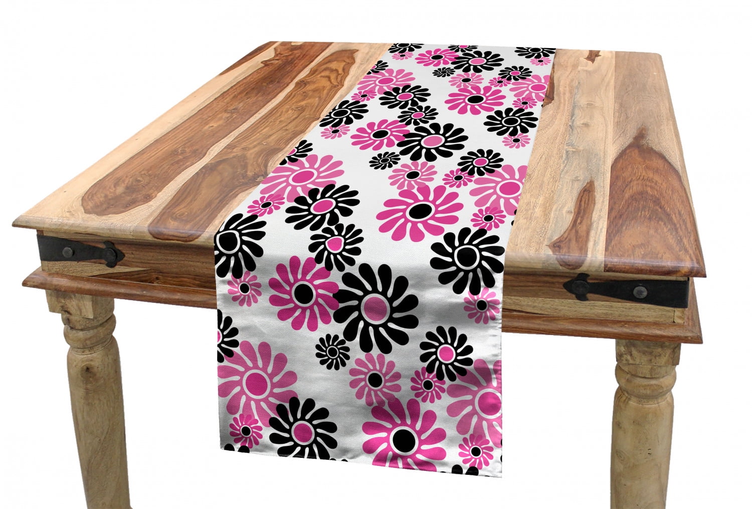 Geometric Table Runner, Feminine Floral Pattern Nature Inspired Old ...