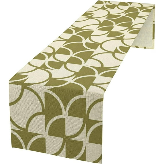 Geometric Table Runner,Green Nordic Vintage Mid Century Geometric Linen Table Runners for Home ...