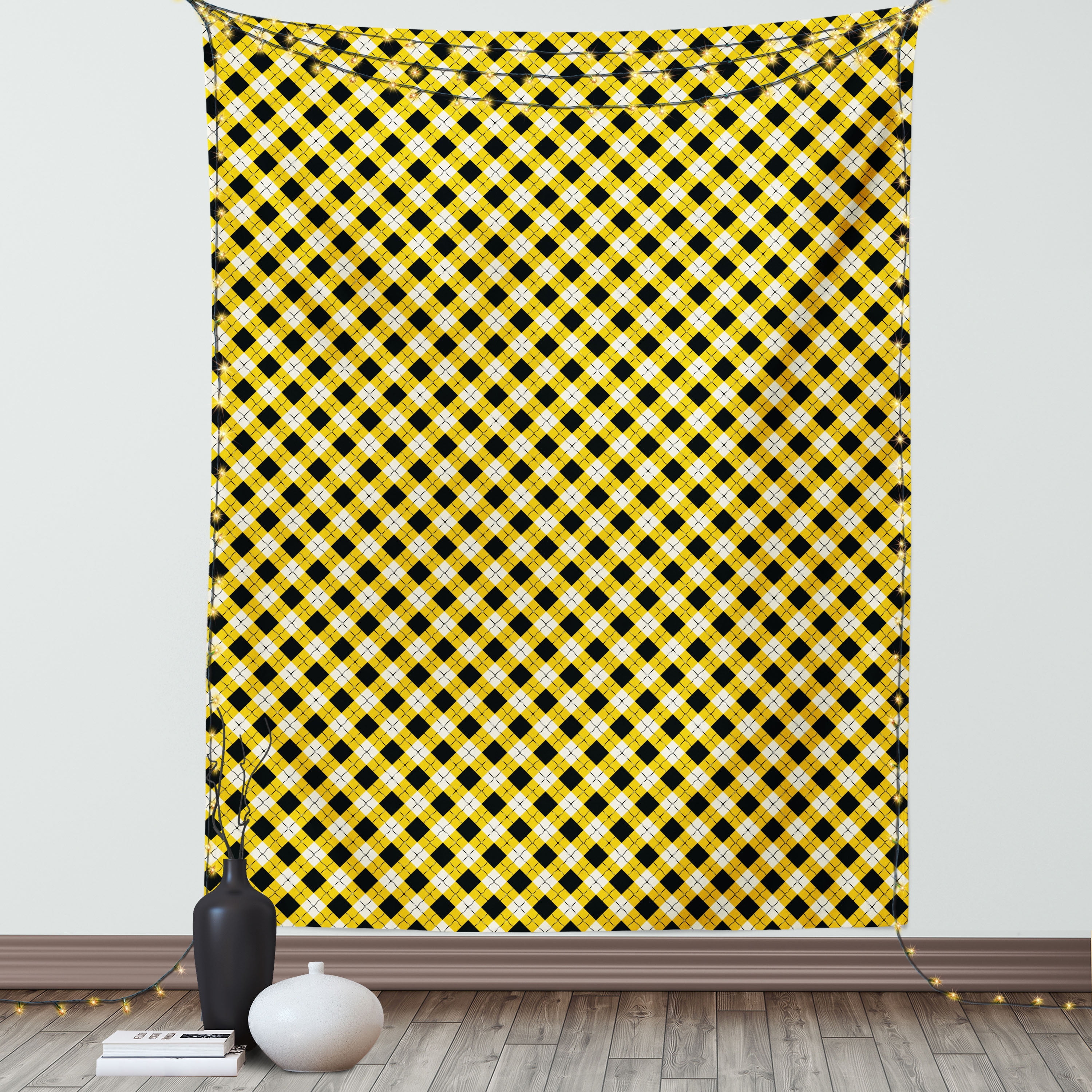 Geometric Tapestry, Argyle Pattern with Rhombuses and Dotted Lines Grid ...