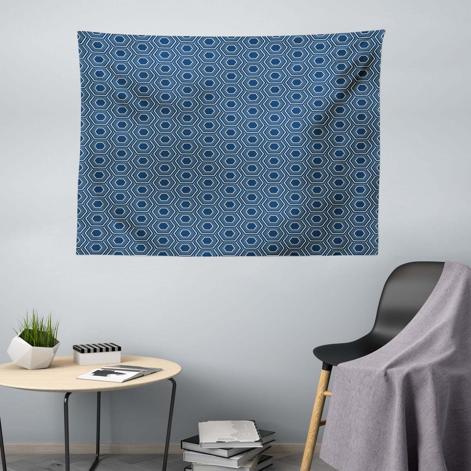 Geometric Tapestry, Continuing Print of Concentric Hexagons Ornamental ...