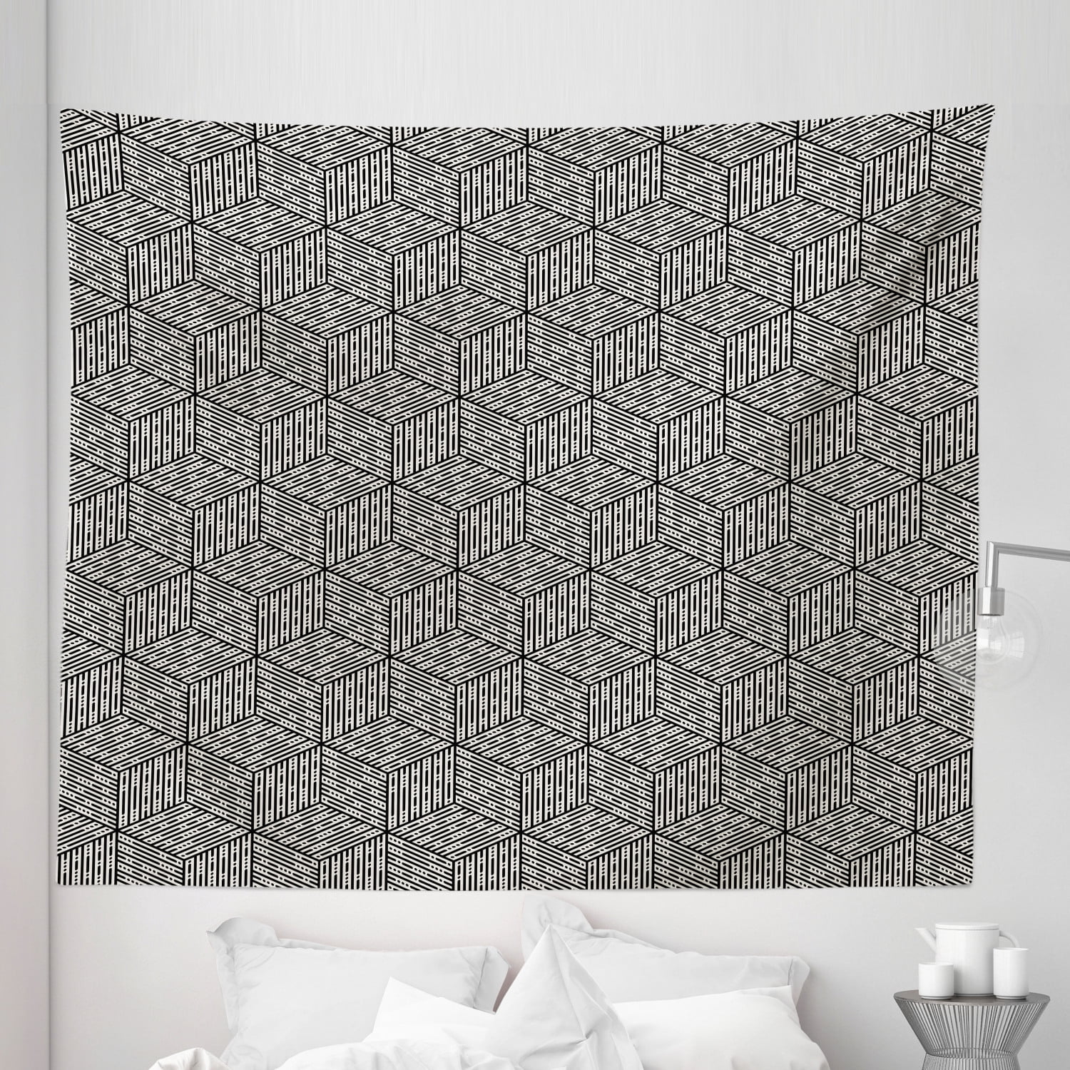 Geometric Tapestry, Cubic Forms with Inner Abstract Stripes Modern ...