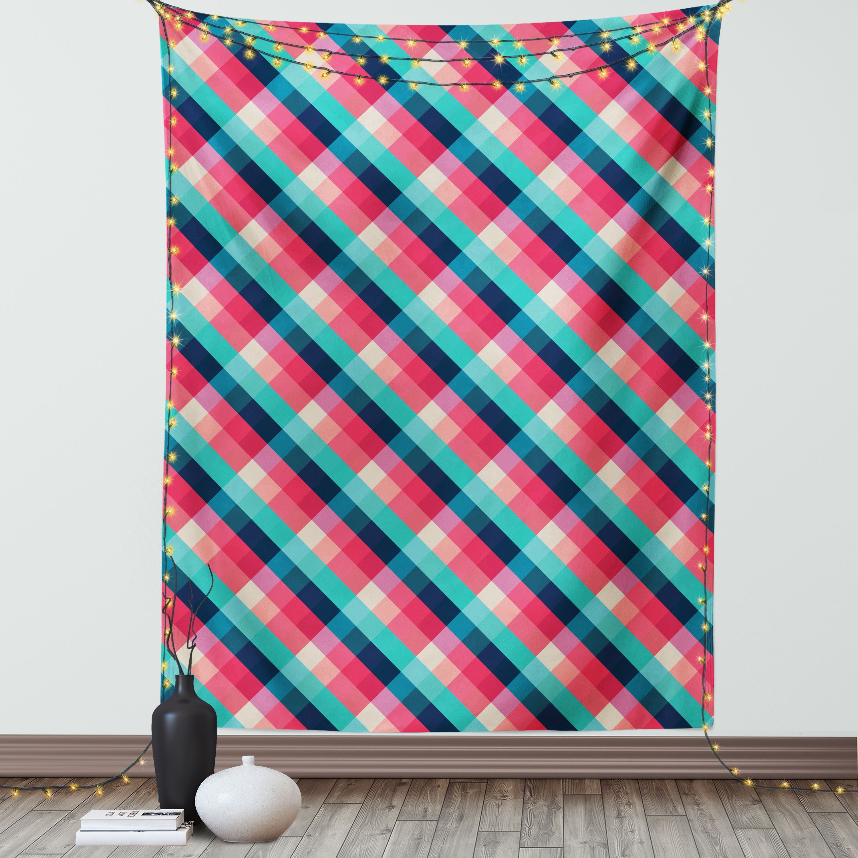 Geometric Tapestry, Diagonal Grid Style Rhombuses with Different Colors ...