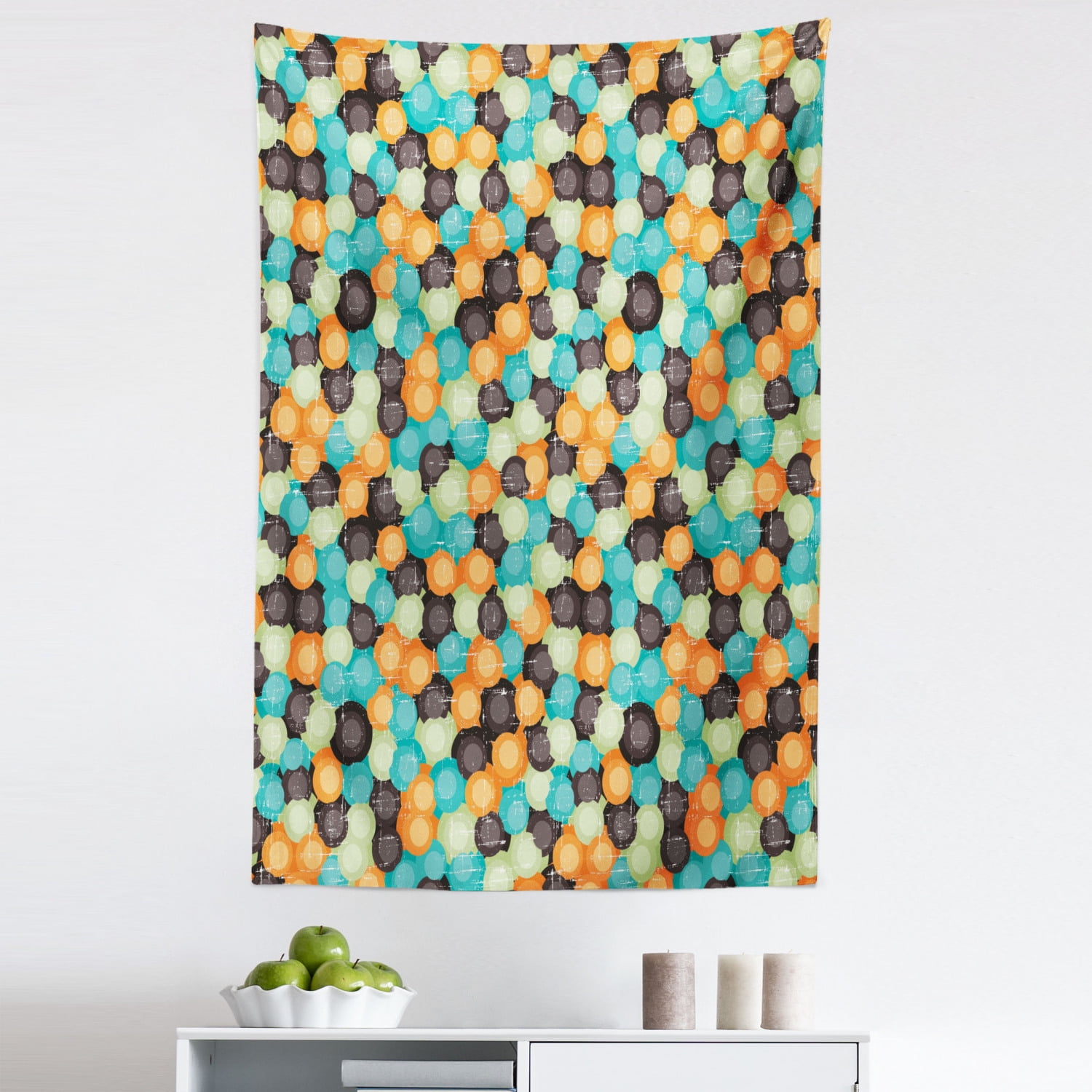Geometric Tapestry, Grunge Colorful Circles with Effects Odd Disc ...