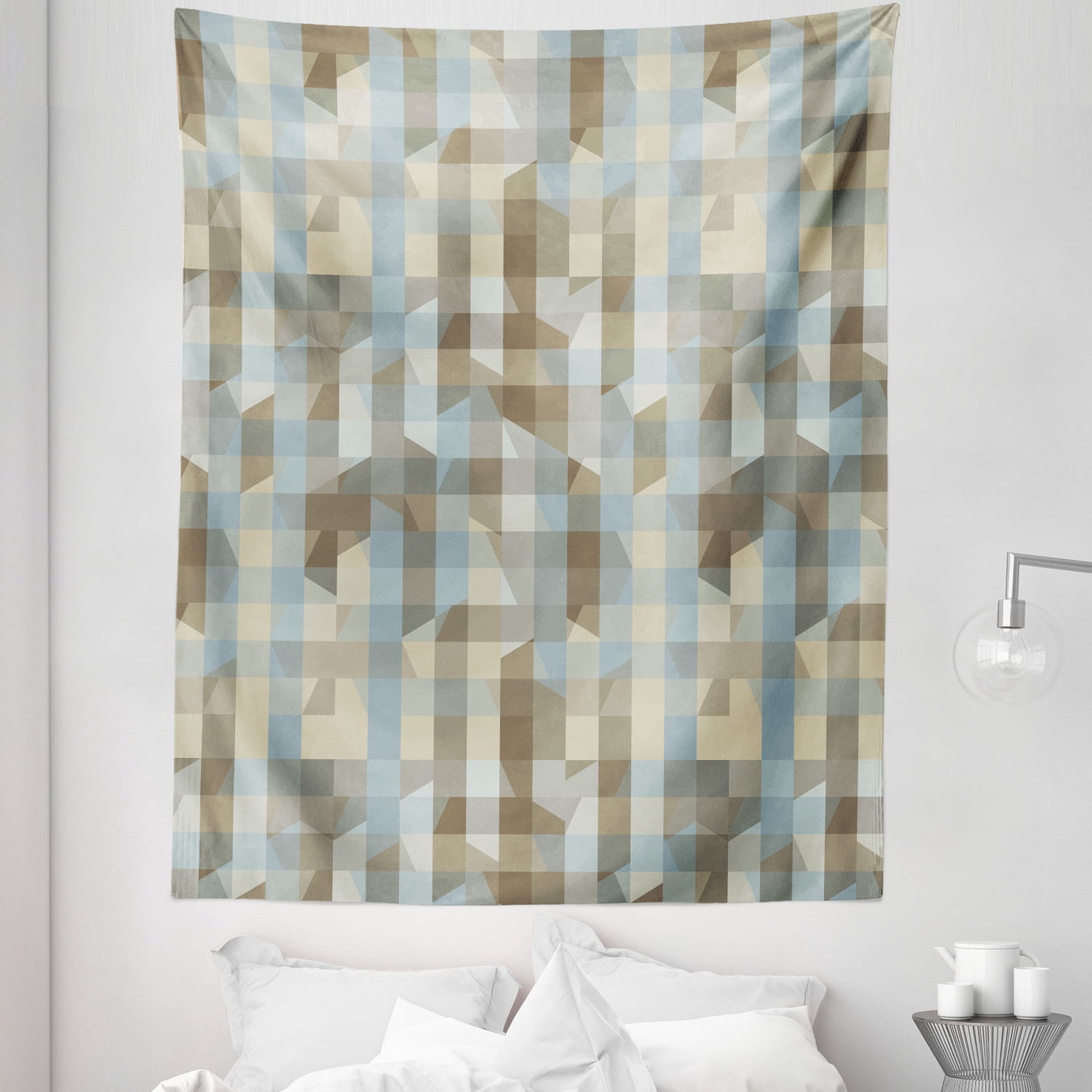Geometric Tapestry, Modern Fractal Look with Vertical Line Pattern Soft ...