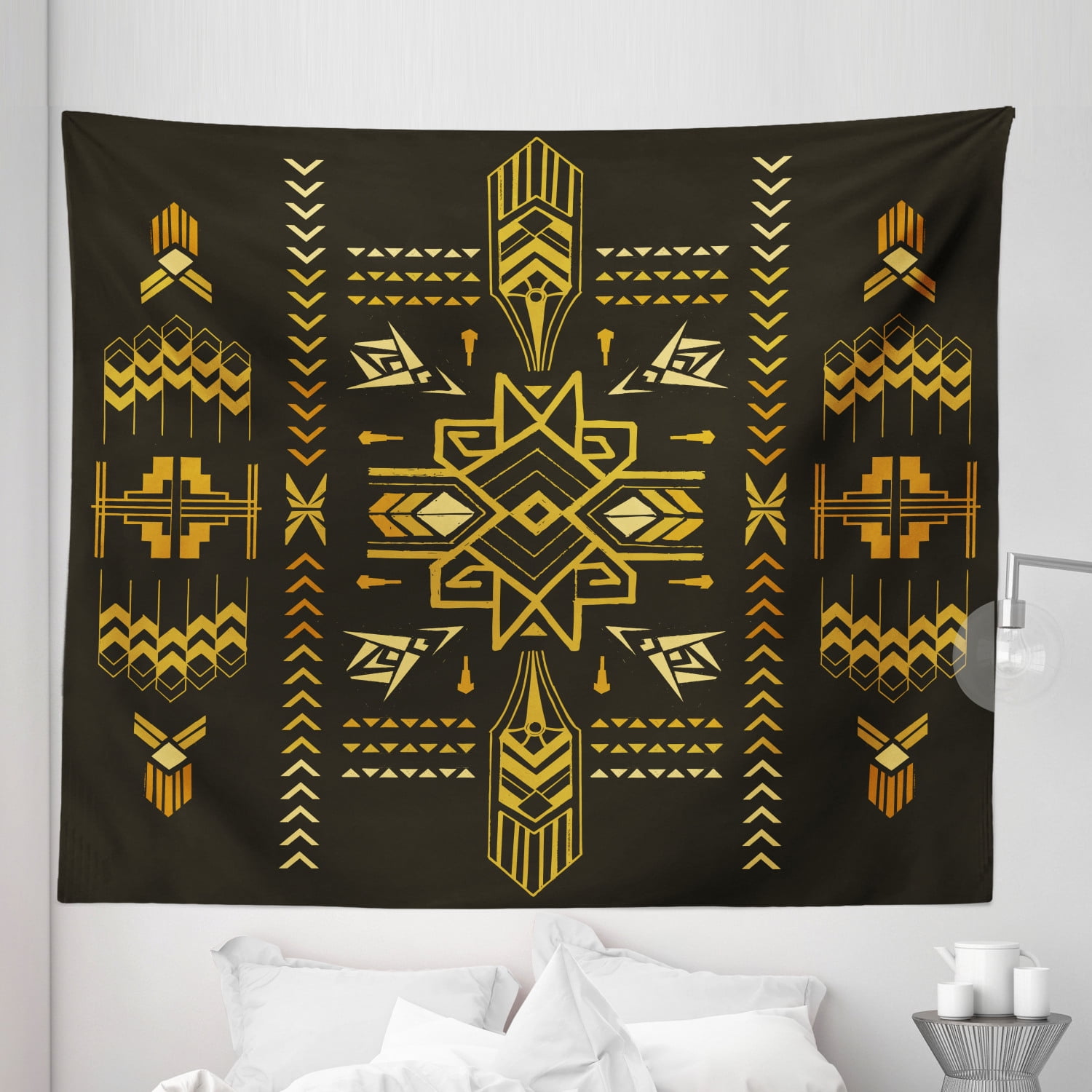 Geometric Tapestry, Tribal Hand Drawn Vintage Aztec Background in ...