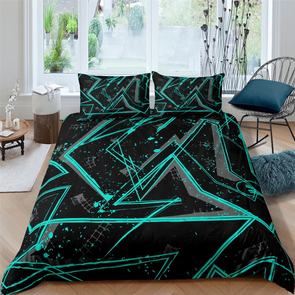Geometric Theme Duvet Cover Set King Size Polyester Comforter Cover 3D ...