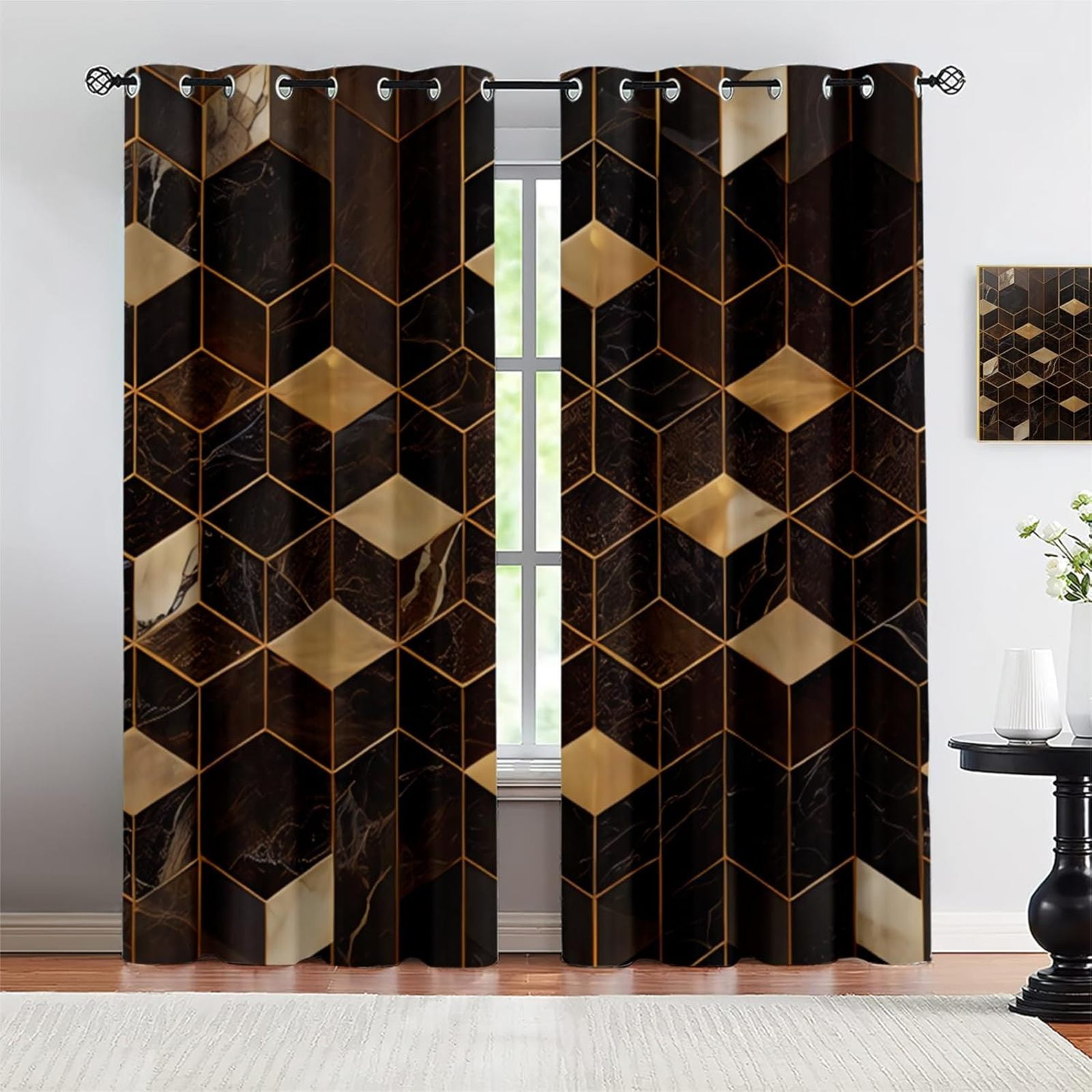 Geometric Three-Dimensional Marble Window Treatments, Golden Diamond ...
