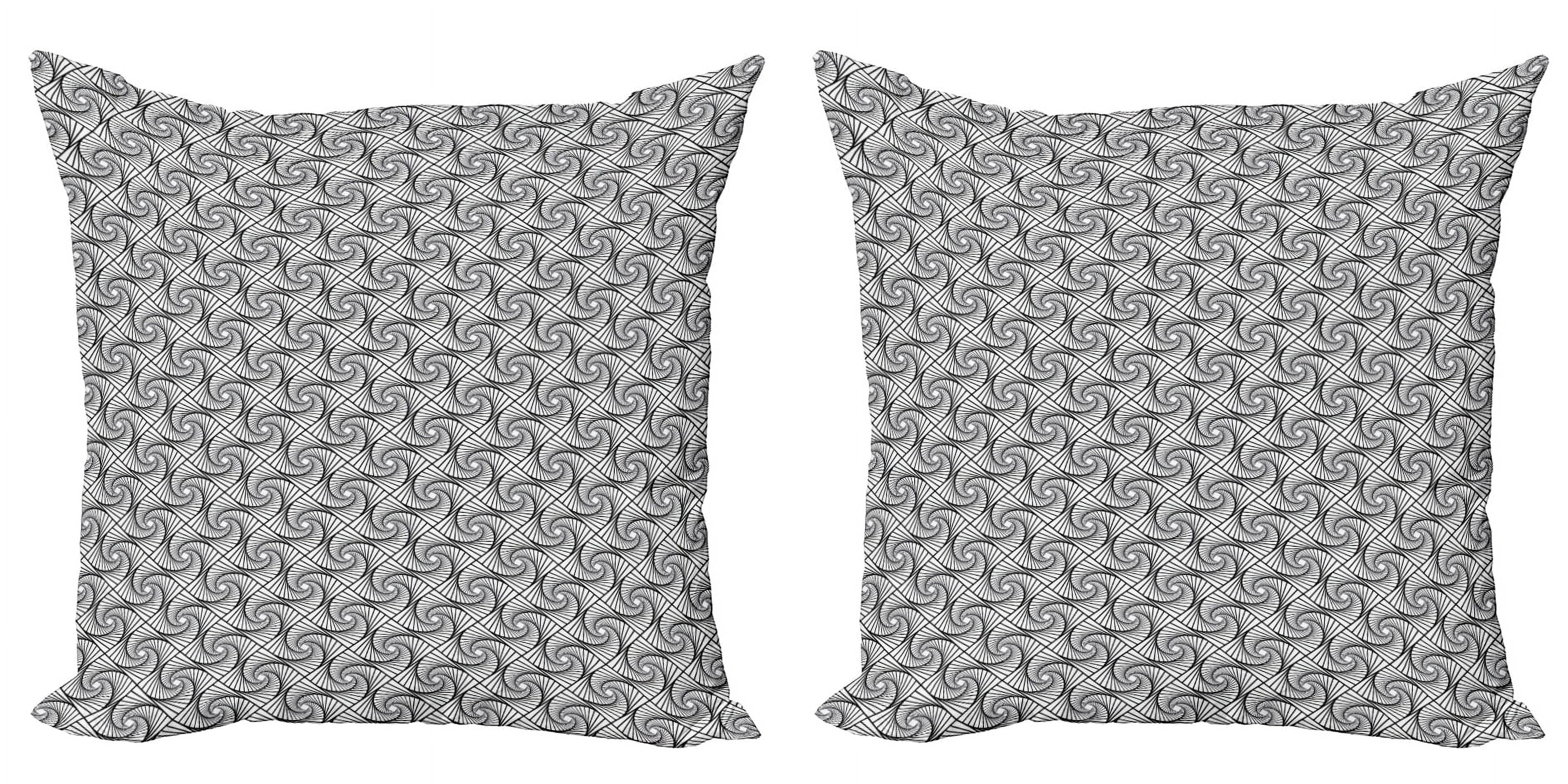 Ambesonne Geometric Throw Pillow Cover 2 Pack, Twirl Spiral Tiles ...