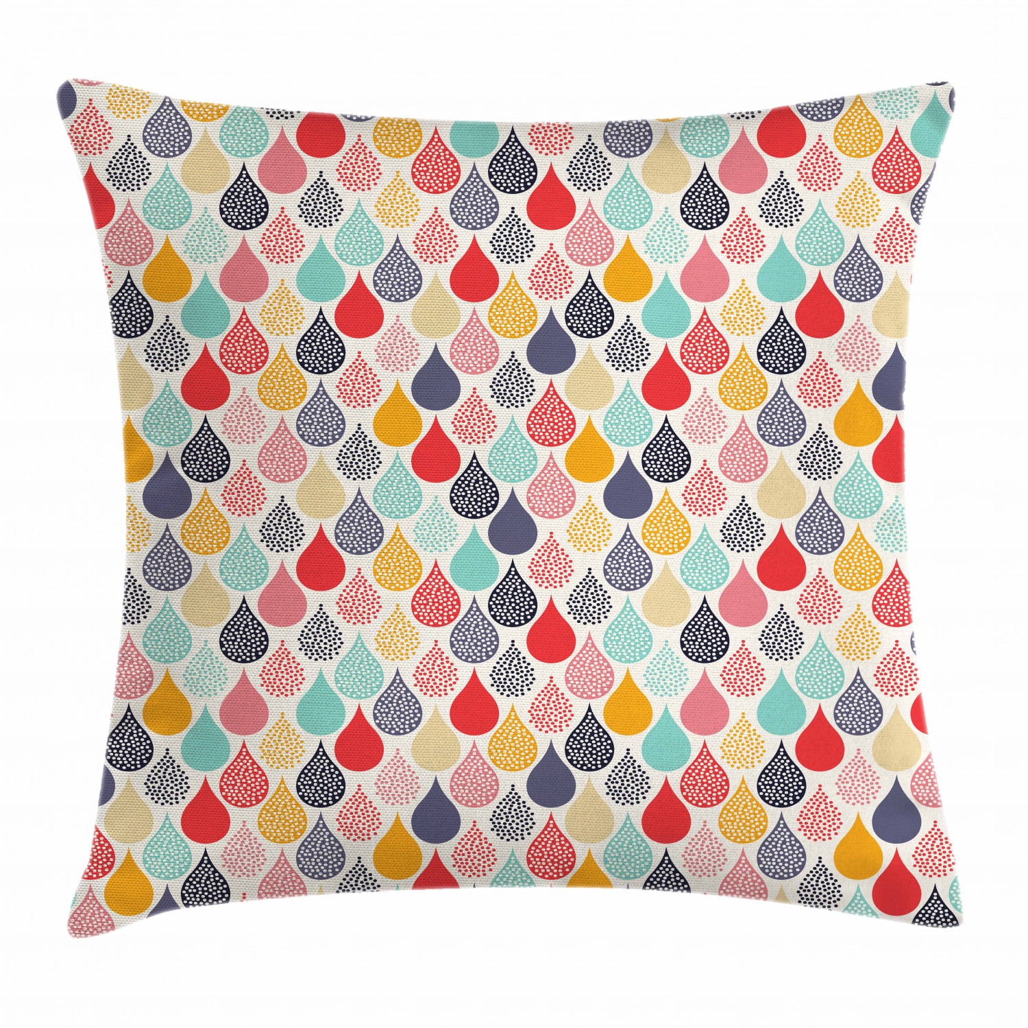 Geometric Throw Pillow Cushion Cover, Raindrops Doodle Style Cute ...