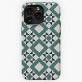 Geometric Tile Green Tones Mediterranean Summer iPhone Case 17 through ...