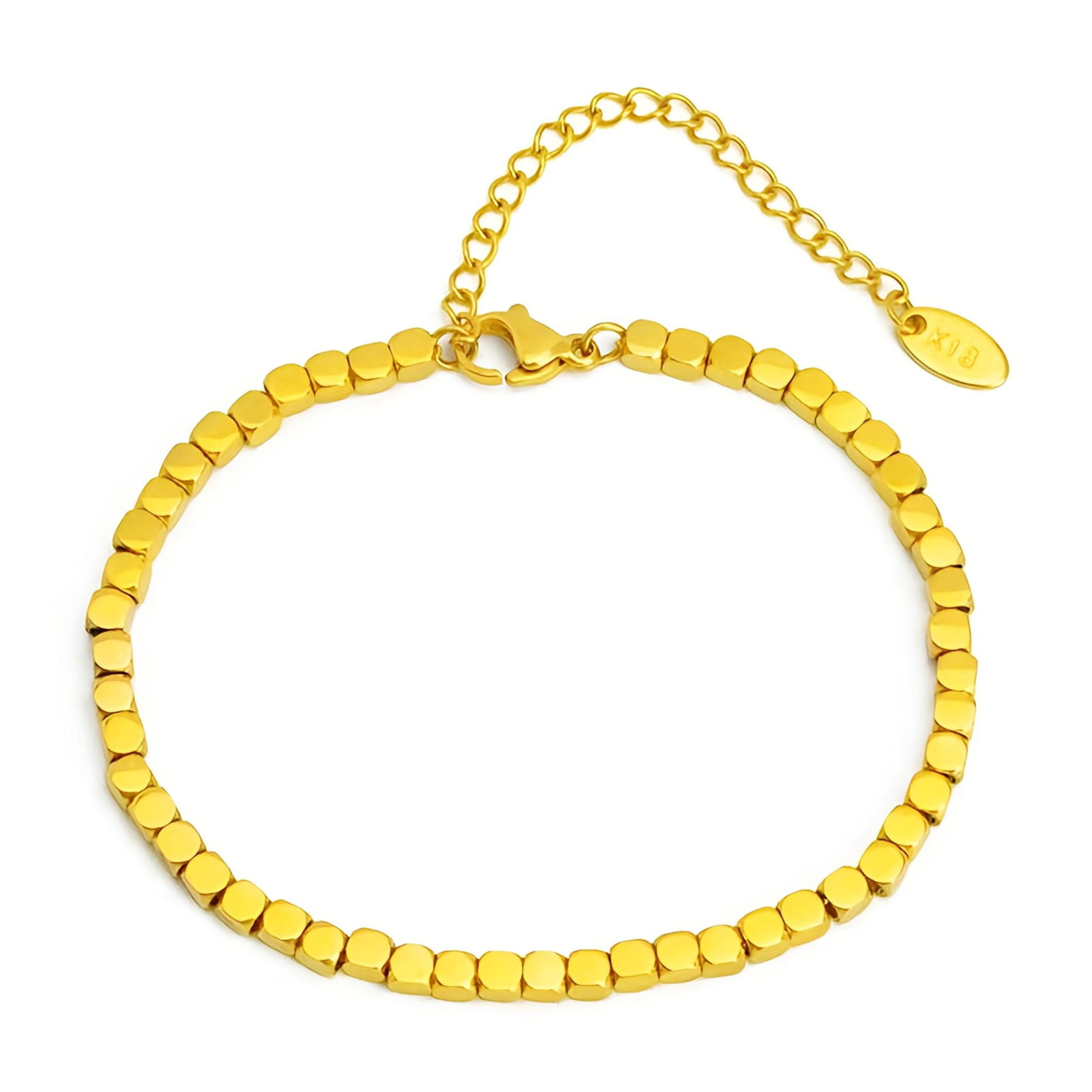 Geometric Titanium Steel Bracelet, 18K Gold-Plated Minimalist Design ...