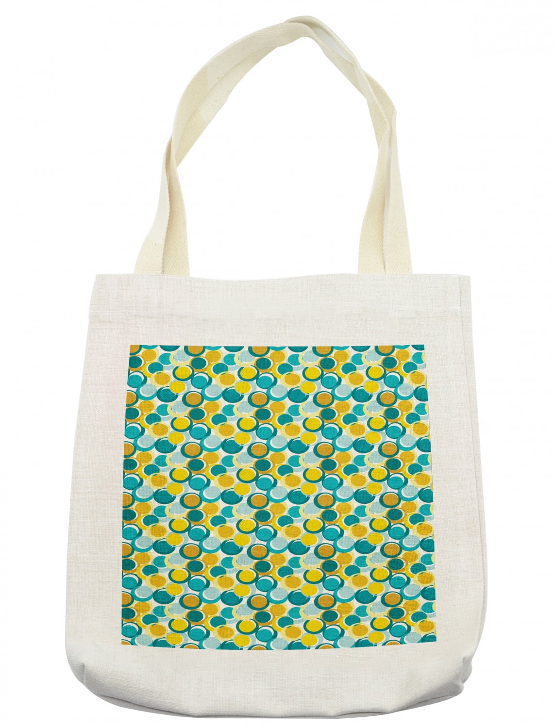 Geometric Tote Bag, Aqua and Earth Tones Nested Circles and Dots ...