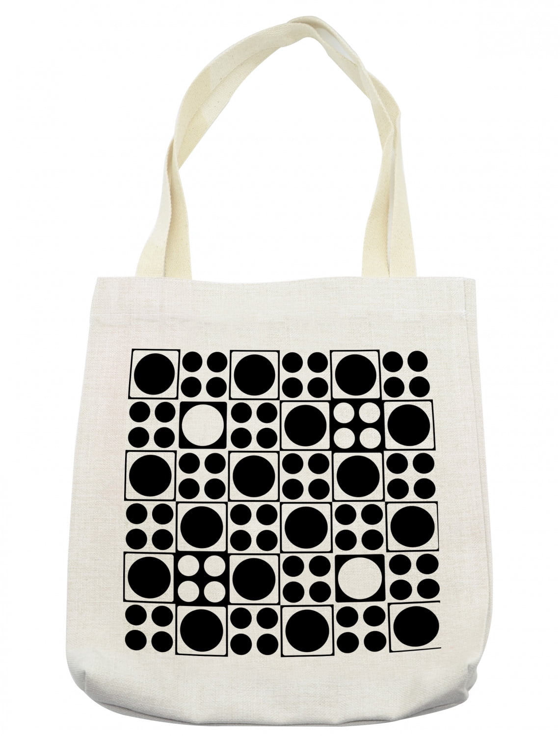 Geometric Tote Bag, Pattern of Big and Smaller Monotone Circles ...