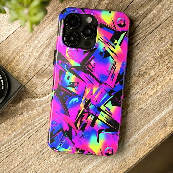 Geometric Tough Phone Case Vibrant Colorful Design iPhone 17 through 11 ...