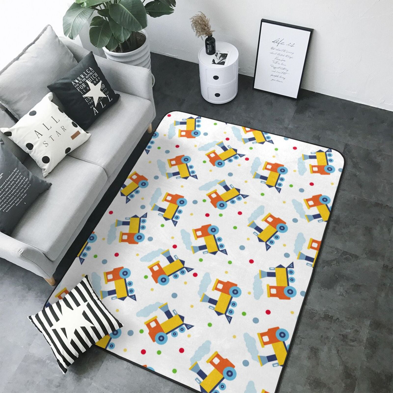 Geometric Train Pattern Area Rugs for Living Room Bedroom, 5x7 Soft ...