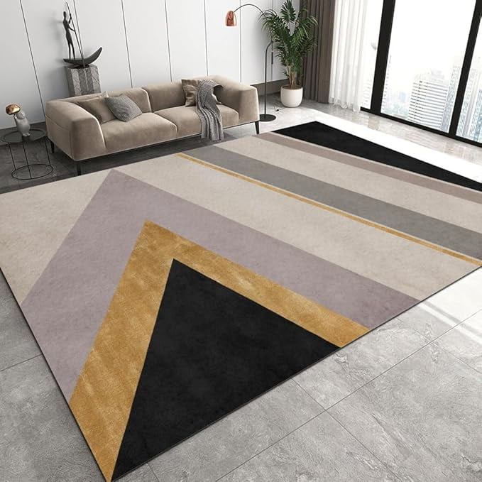 Geometric Triangle Area Rugs For Bedroom, Modern Art Large Low Pile ...