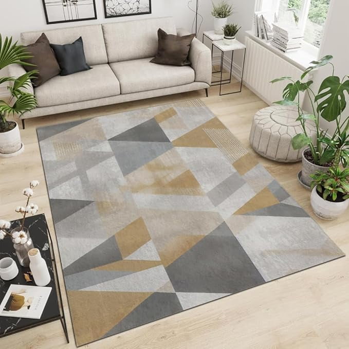 Geometric Triangle Area Rugs For Living Room, Retro Texture Large Low ...