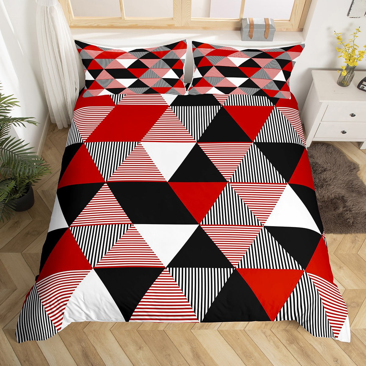Geometric Triangle Duvet Cover,Geometry Lines Comforter Cover Queen ...