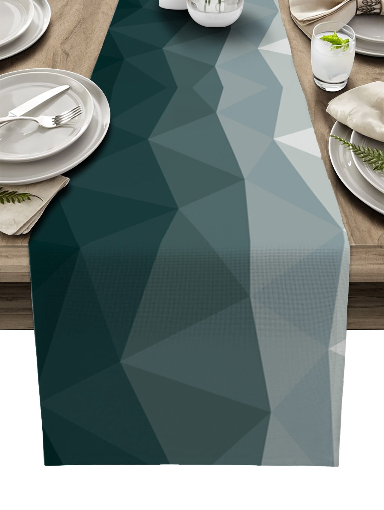 Geometric Triangle Green Table Runner Luxury Home Dining Table Coffee ...