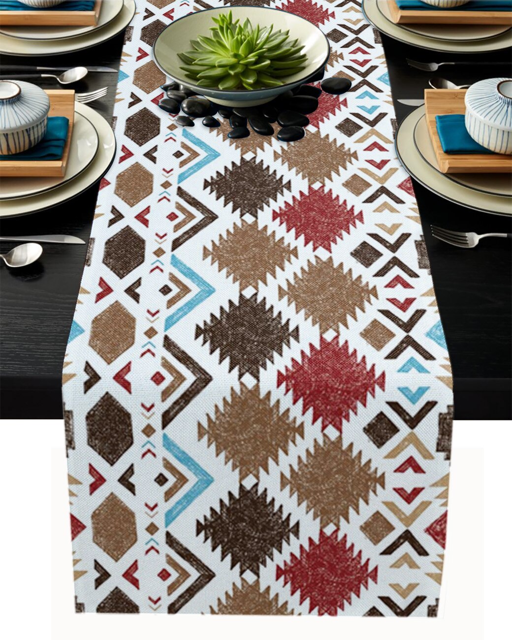 Geometric Triangle Green Table Runner Luxury Home Dining Table Coffee ...