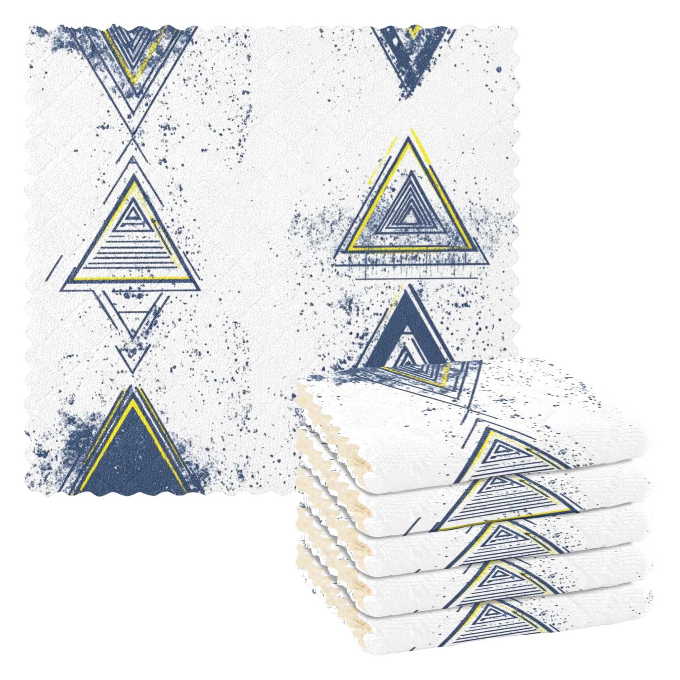 Geometric Triangle Pattern 6 Pack Kitchen Cleaning Cloths 11'' x 11 ...