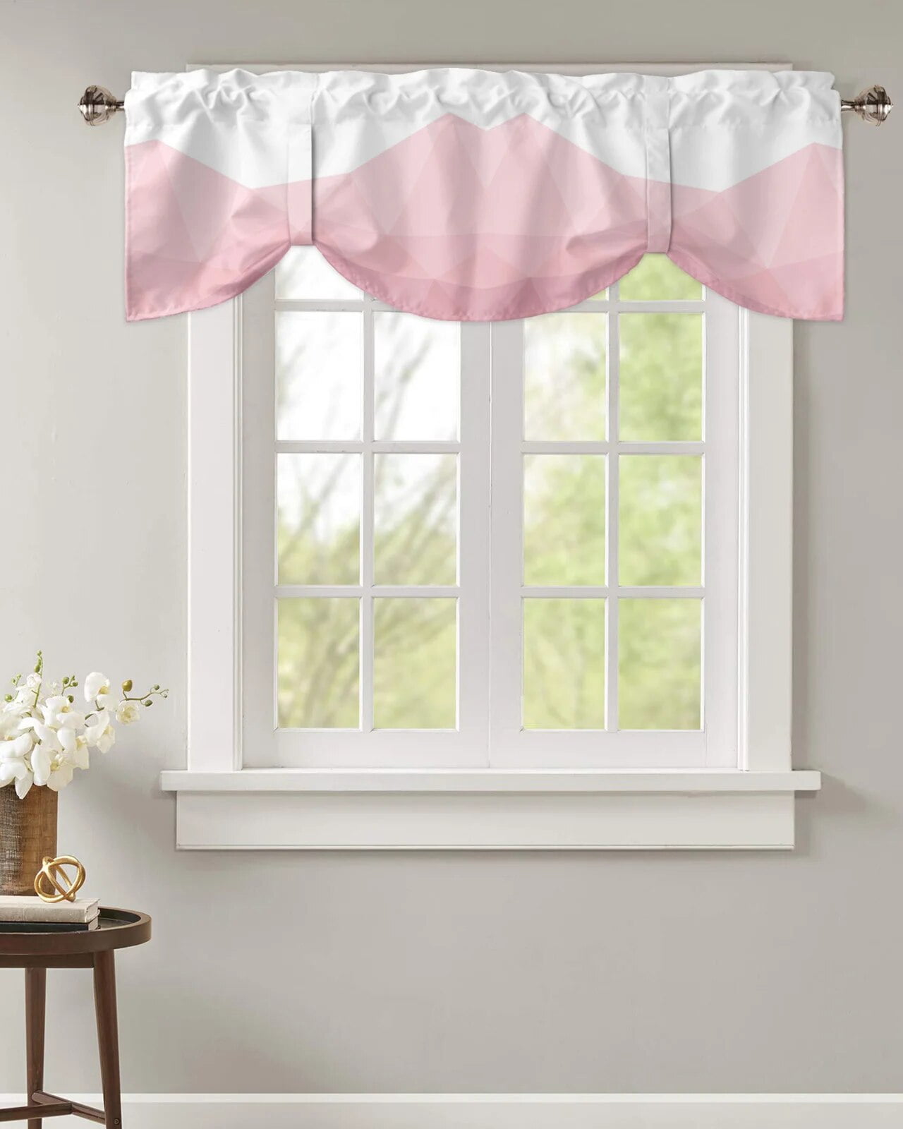 Geometric Triangle Pink Gradient Small Curtain Rod Pocket Short ...