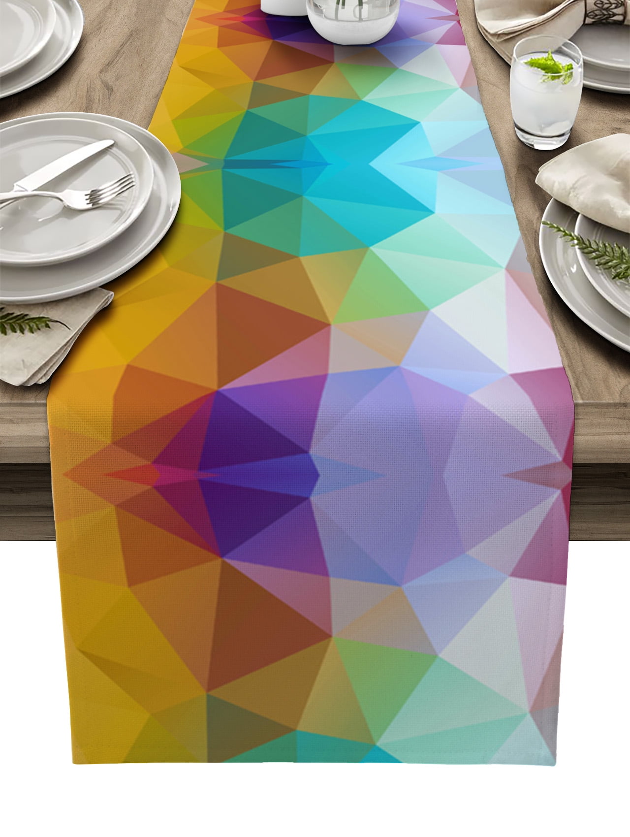 Geometric Triangle Pink Gradient Table Runner Home Wedding Table Flag ...