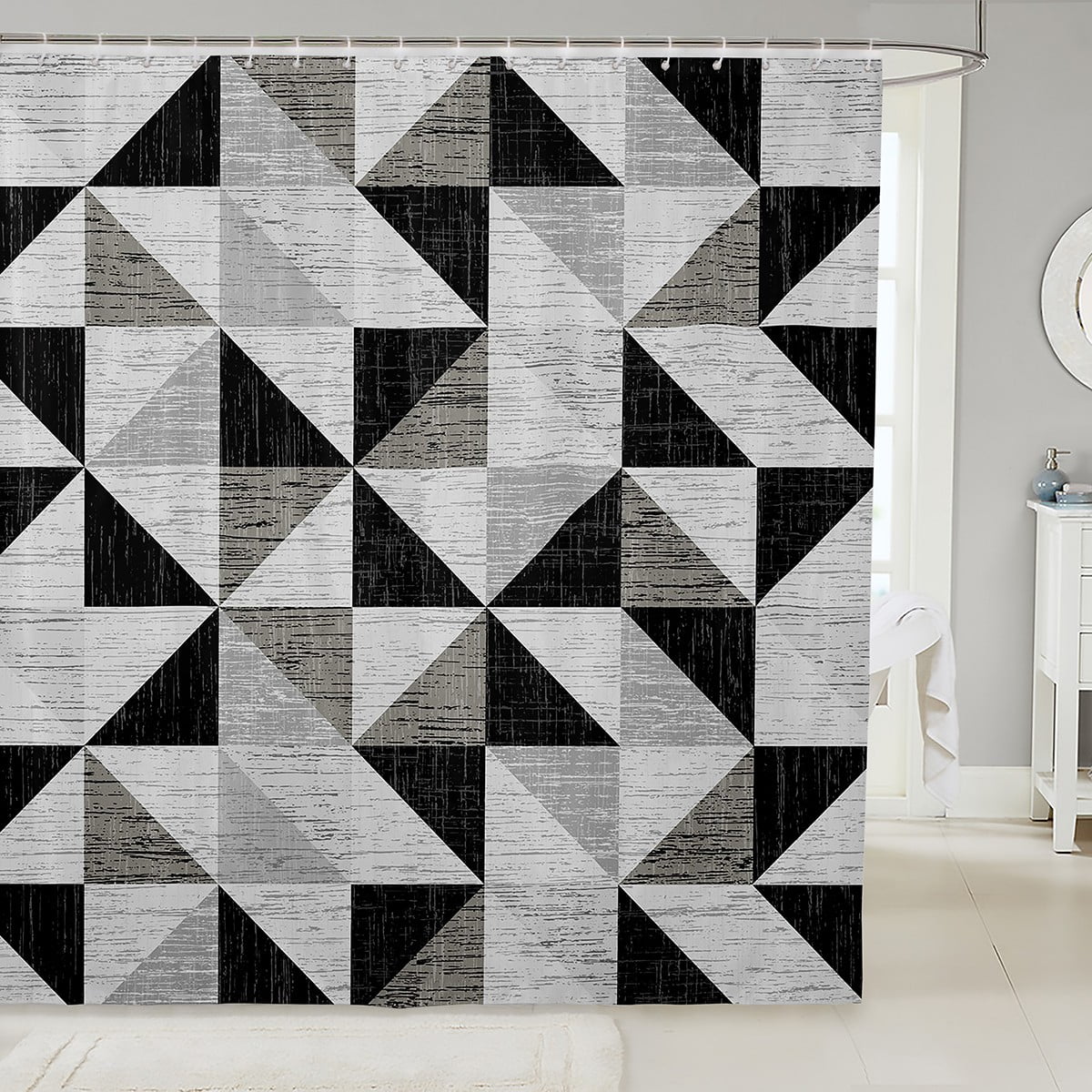 Geometric Triangle Shower Curtain Watercolor Triangles Bathroom Shower ...