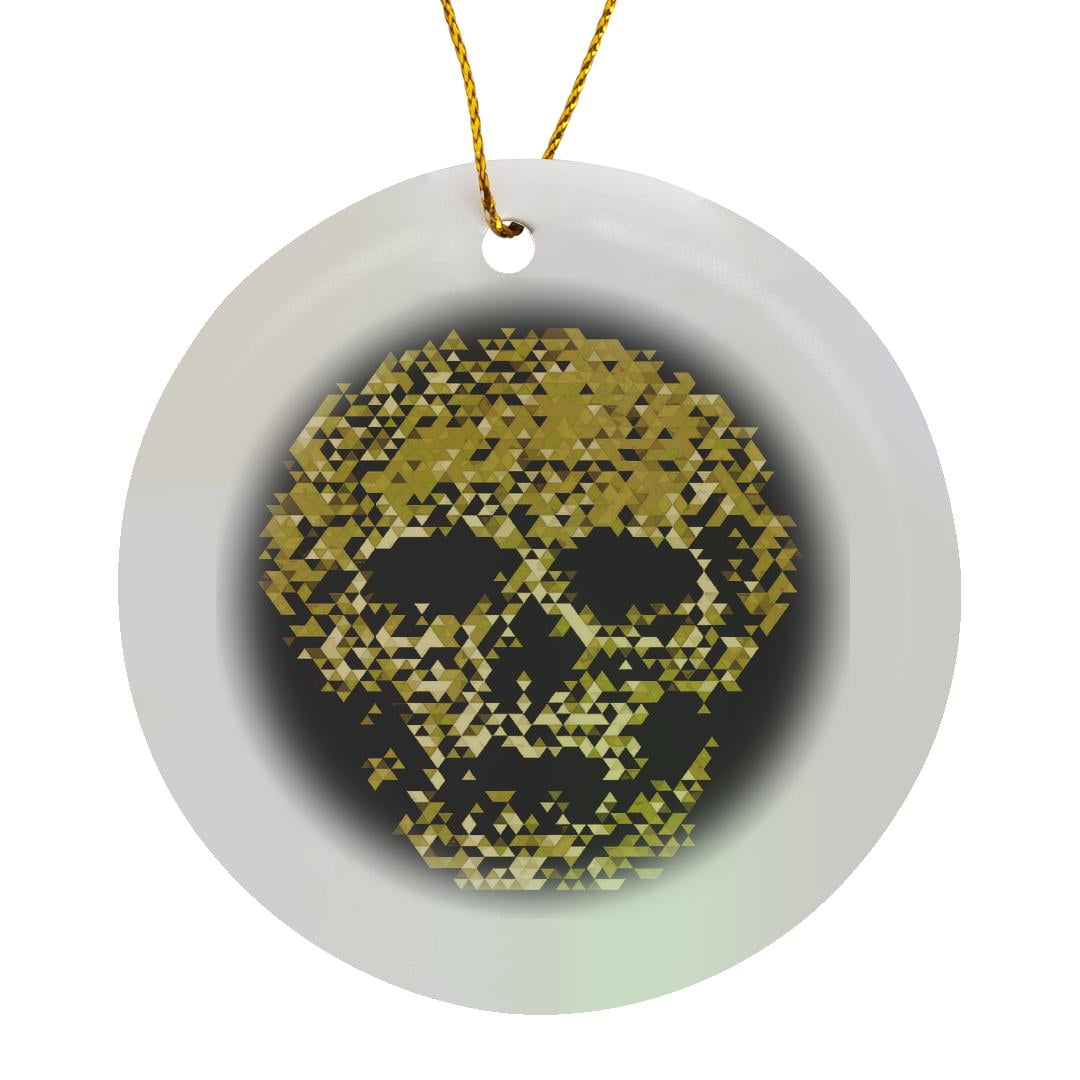 3drose, Geometric Triangle Skull Pattern in Yellow Ochre on Black ...