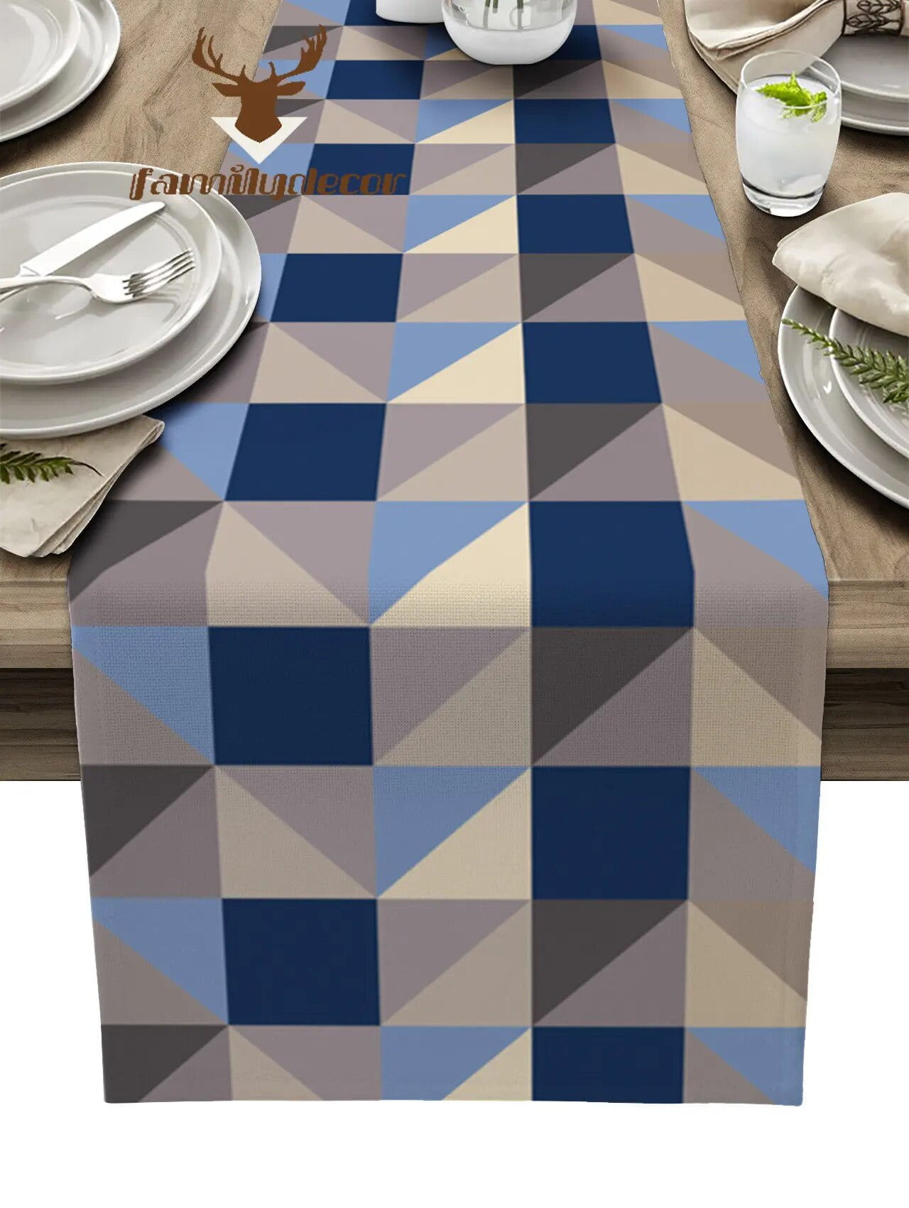 Geometric Triangle Table Runner Home Wedding Decor Table Flag Mat Table ...