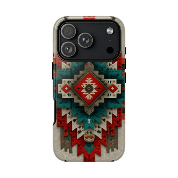 Geometric Tribal Patterns Red Turquoise Bold Design Phone Case 17 16 15 ...