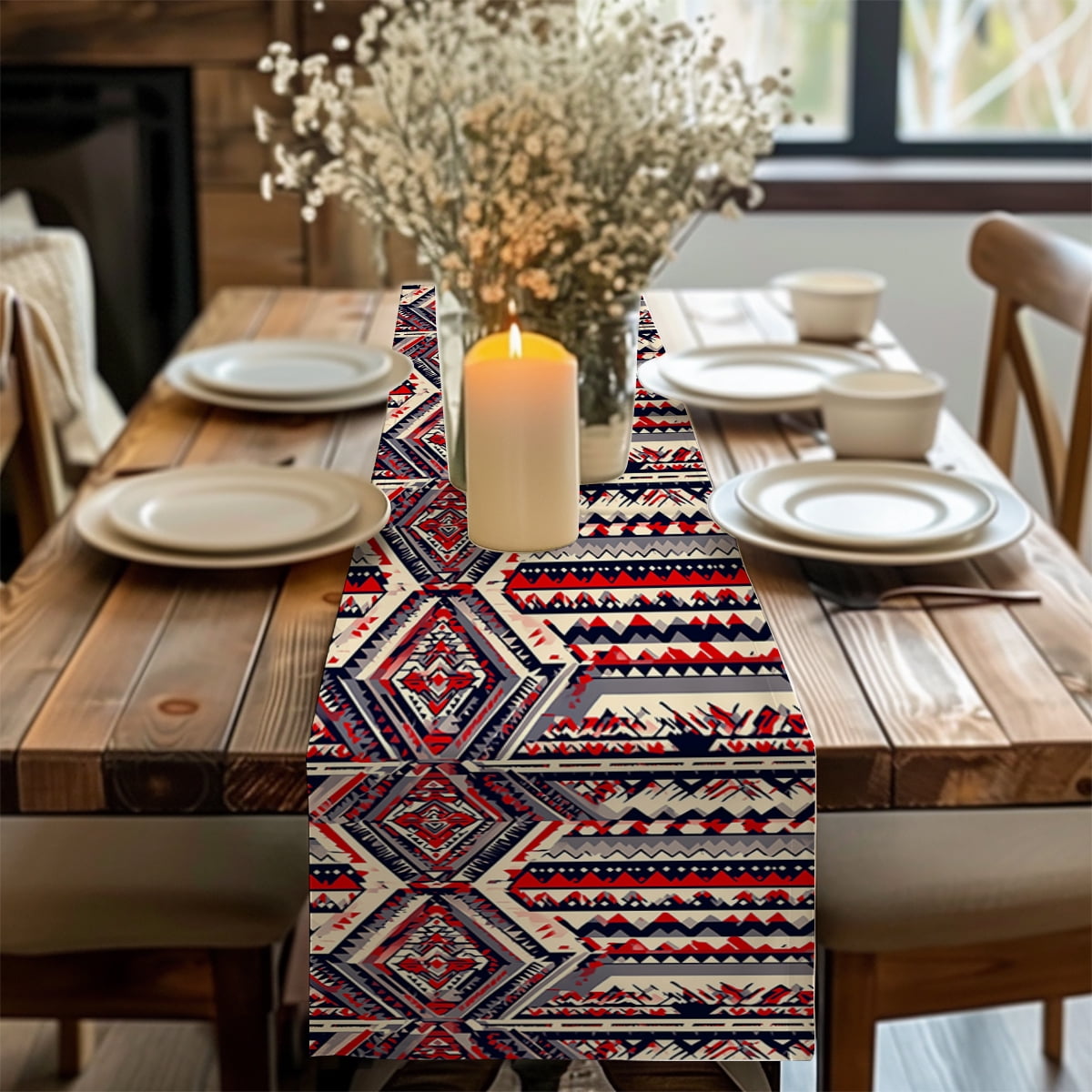 Geometric Trigonometric Figure Table Runner Kitchen Table r Farmhouse ...